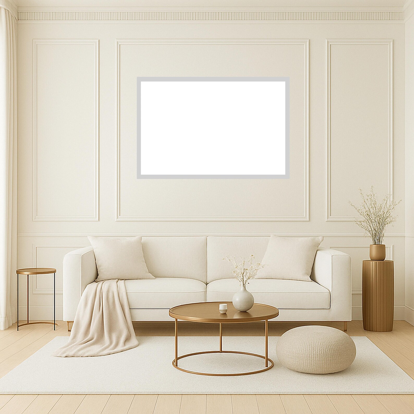 Modern Paneled Living Room Mockup for Extra Large Wall Art, High End ...