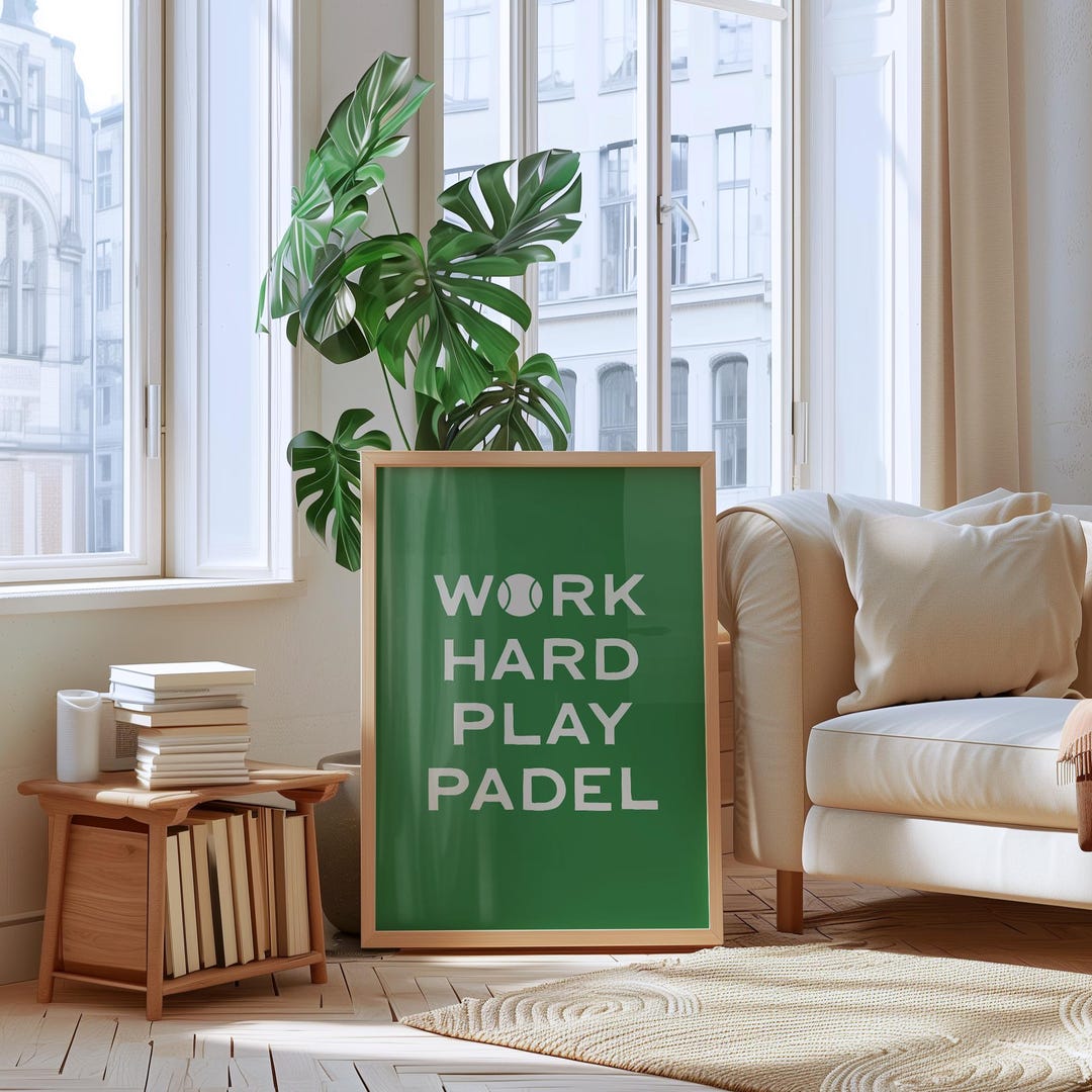 Work Hard Play Padel Wall Art Print, Padel Gift, Minimalist Sport ...
