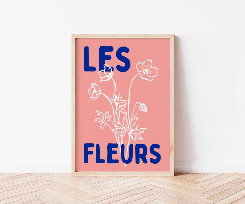 Les Fleurs Print, Hand Drawn Flowers, Floral Art, French Art Prints ...