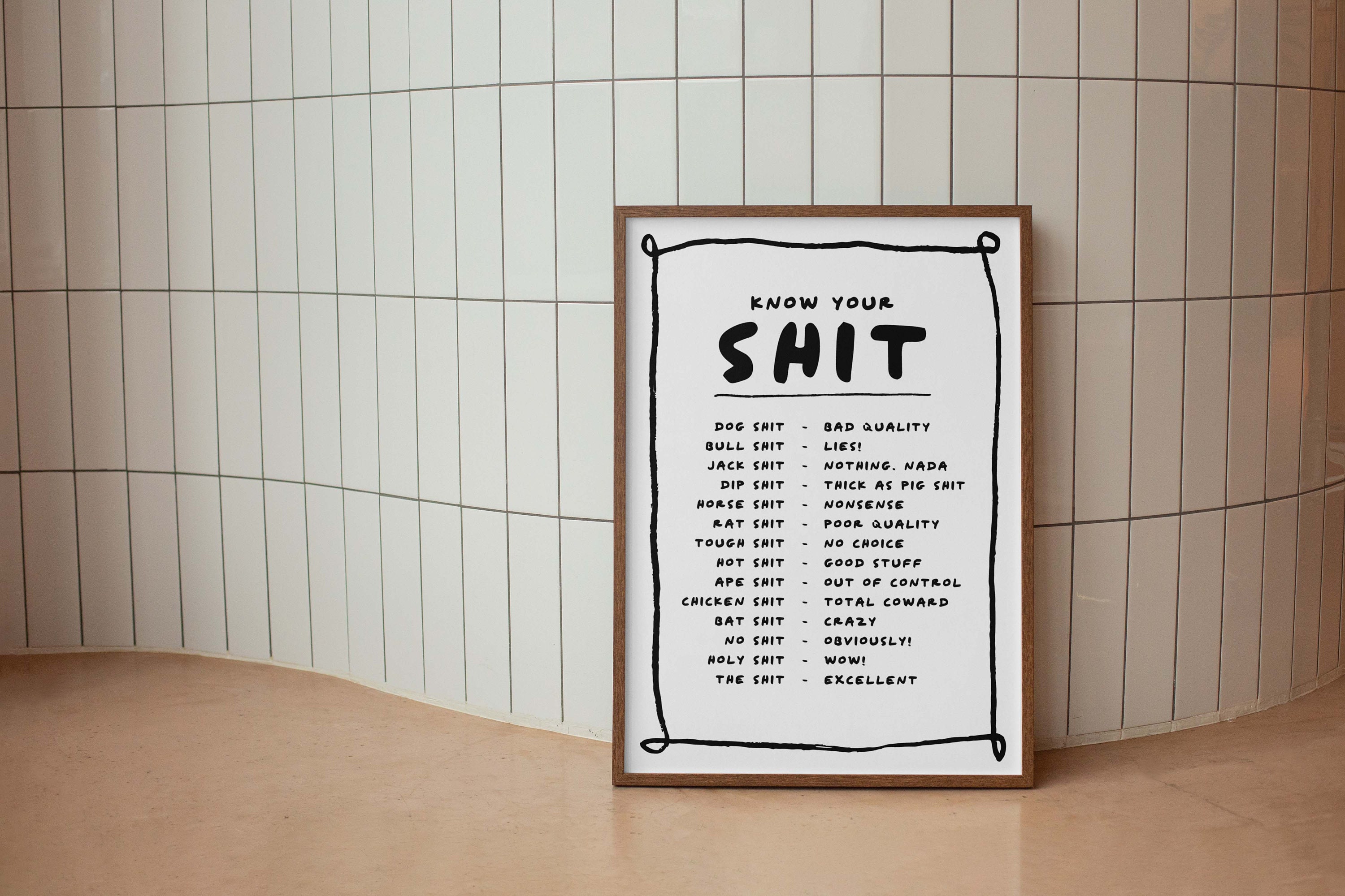 Know Your Shit Print, Wall Art, Art Print, Funny Poster, Bathroom Wall ...