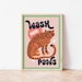 Tiger Wash Your Paws Bathroom Print, Fun Toilet Wall Art, Funny Poster ...