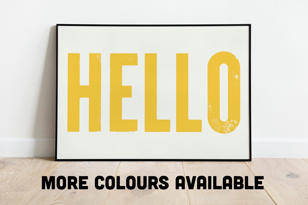 Home Decor Quirky Hello Print, Art Typography Print, Graphic Poster ...