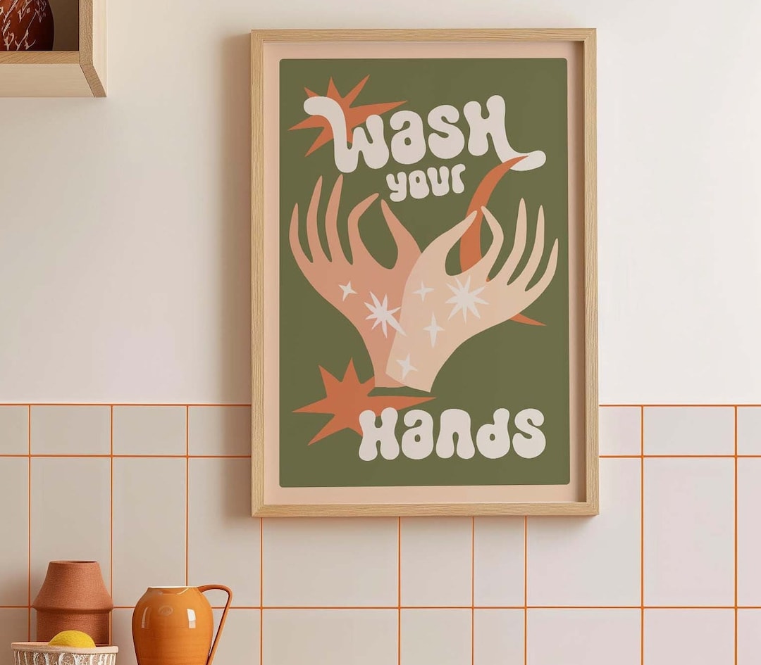Wash Your Hands Bathroom Print, Fun Toilet Wall Art, Funny Poster ...