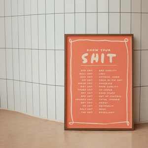 Know Your Shit Print, Wall Art, Art Print, Funny Poster, Bathroom Wall ...