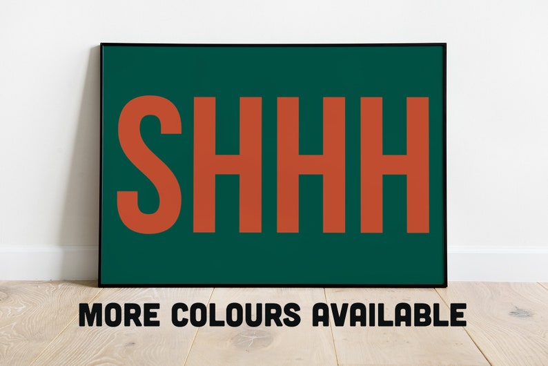 Home Decor Quirky Shhh Print Art Typography Print Graphic - Etsy UK
