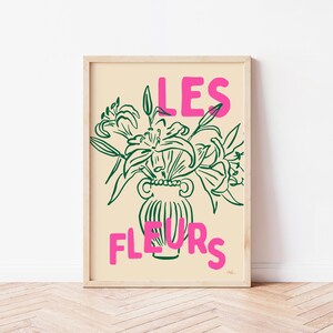 Les Fleurs Print, Hand Drawn Flowers, Floral Art, French Art Prints ...