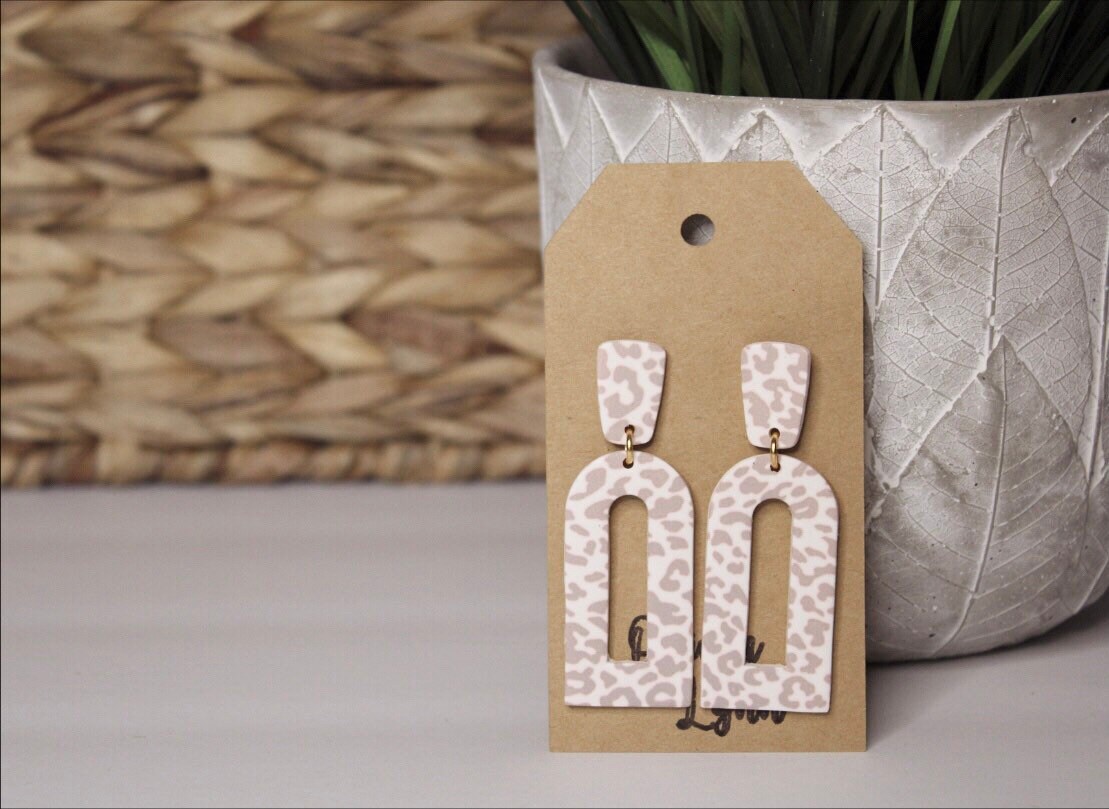 Cheetah Print Polymer Clay Leopard Dangle Earrings - Etsy