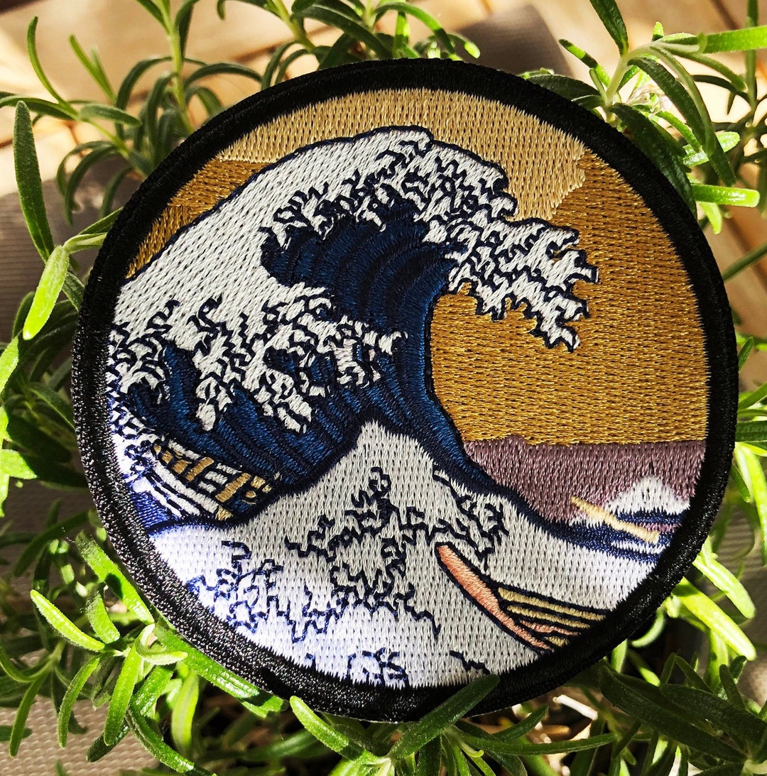 The Great Wave off Kanagawa Hokusai Natre Patch Embroidered Japanese ...