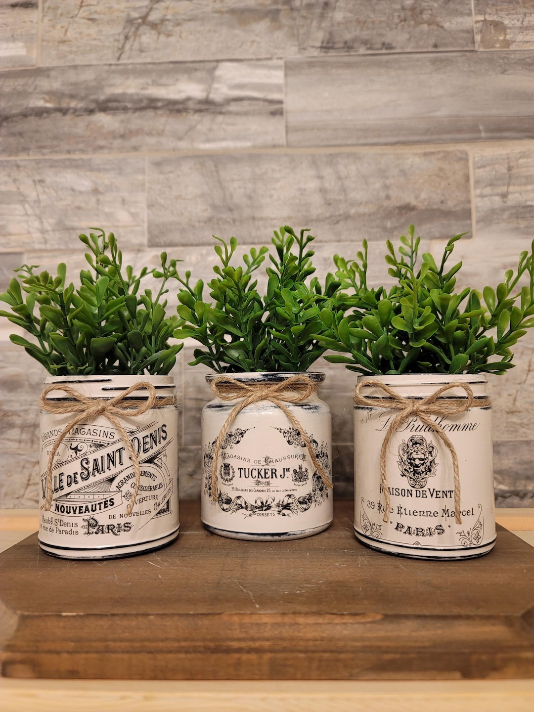 Handcrafted Antique White Mini Jars: Vintage Farmhouse Decor, Set of 3 ...