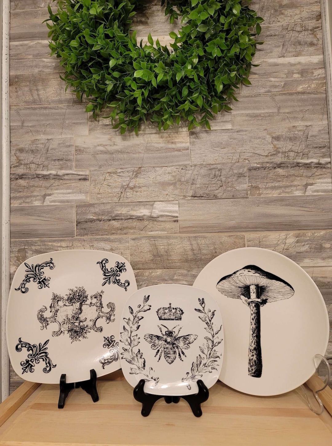Vintage Ceramic Decorative Plates: Farmhouse Mantel Decor - Etsy