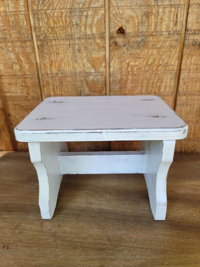 Distressed Wooden Step Stool: Farmhouse Plant Stand Riser - Etsy