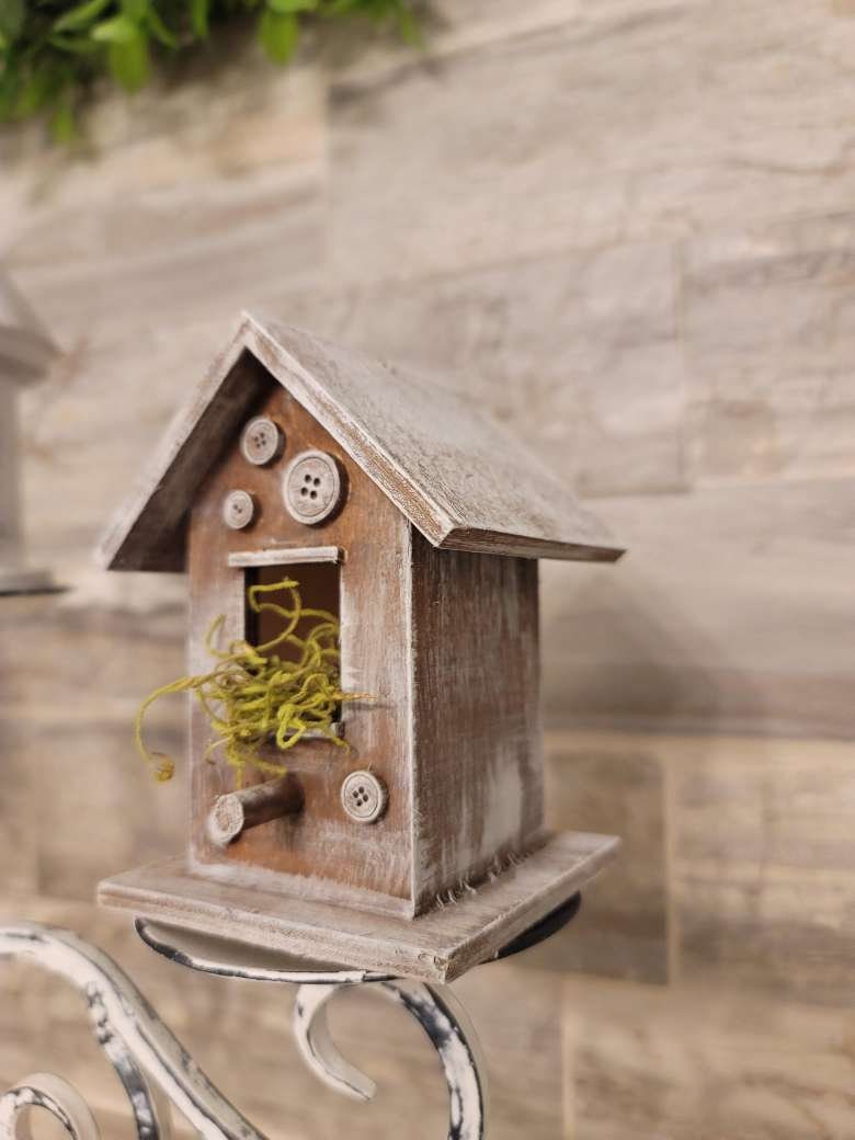 Mini Wooden Birdhouse. Farmhouse Home Decot. Tiered Tray Decor. - Etsy