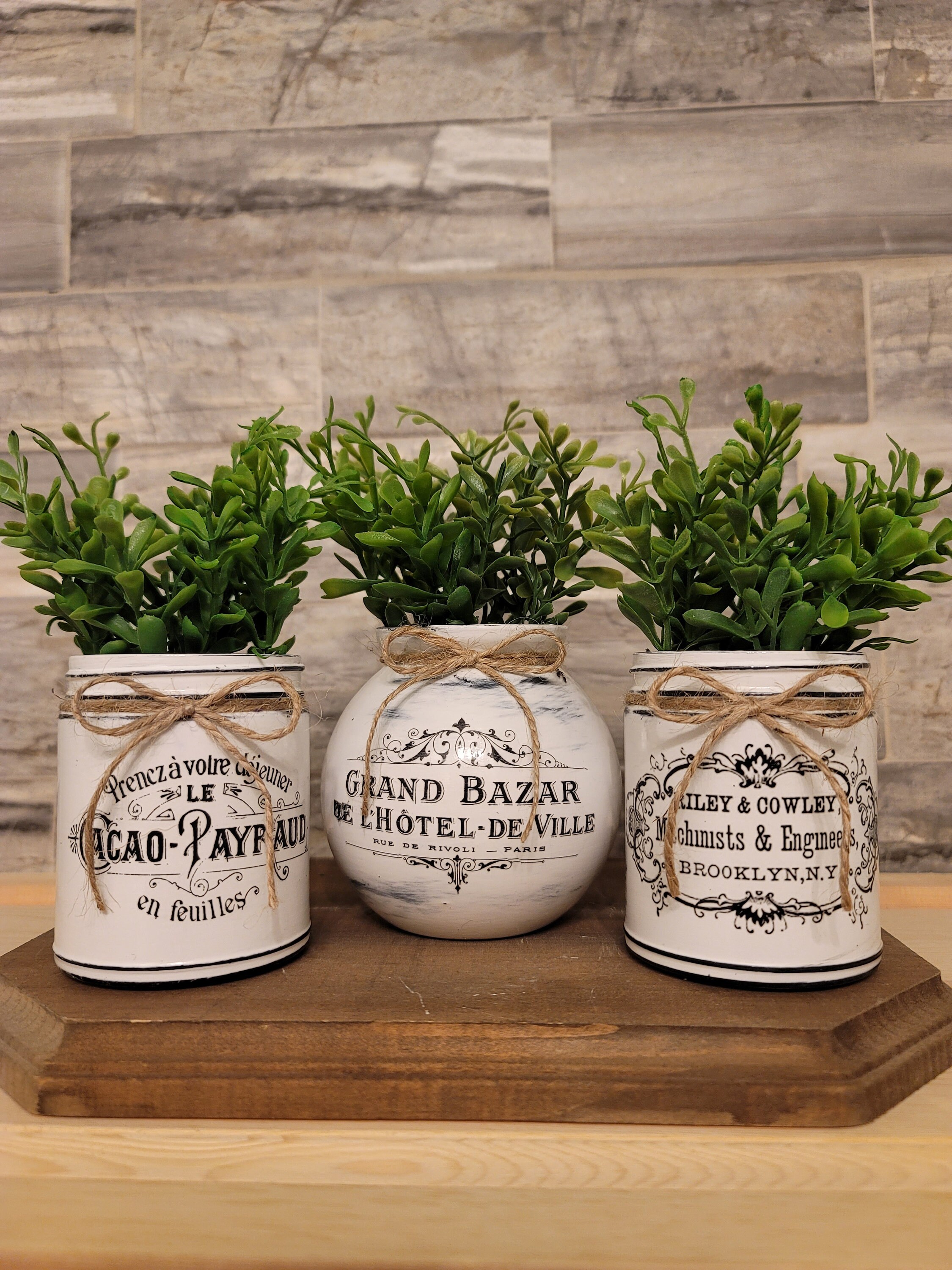 Handcrafted Antique White Mini Jar Set: Farmhouse Tiered Tray Decor - Etsy