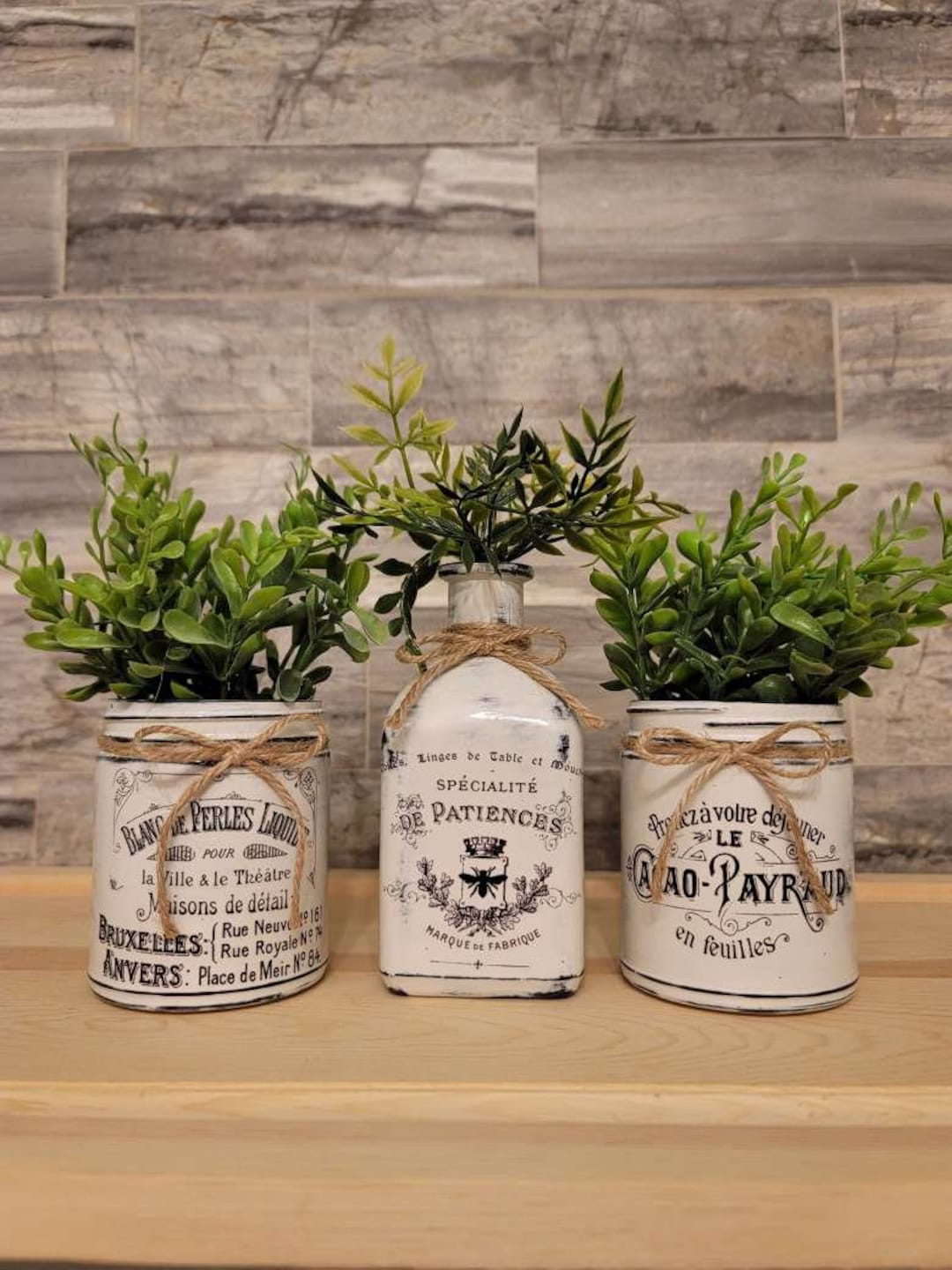 Handcrafted Antique White Mini Jar Set: Farmhouse Tiered Tray Decor - Etsy