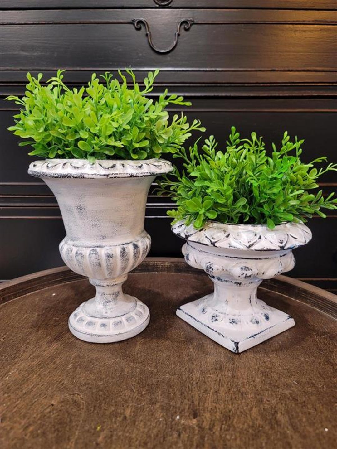 White Distressed Vases/urns. Farmhouse Decor. Fireplace Mantel Decor - Etsy