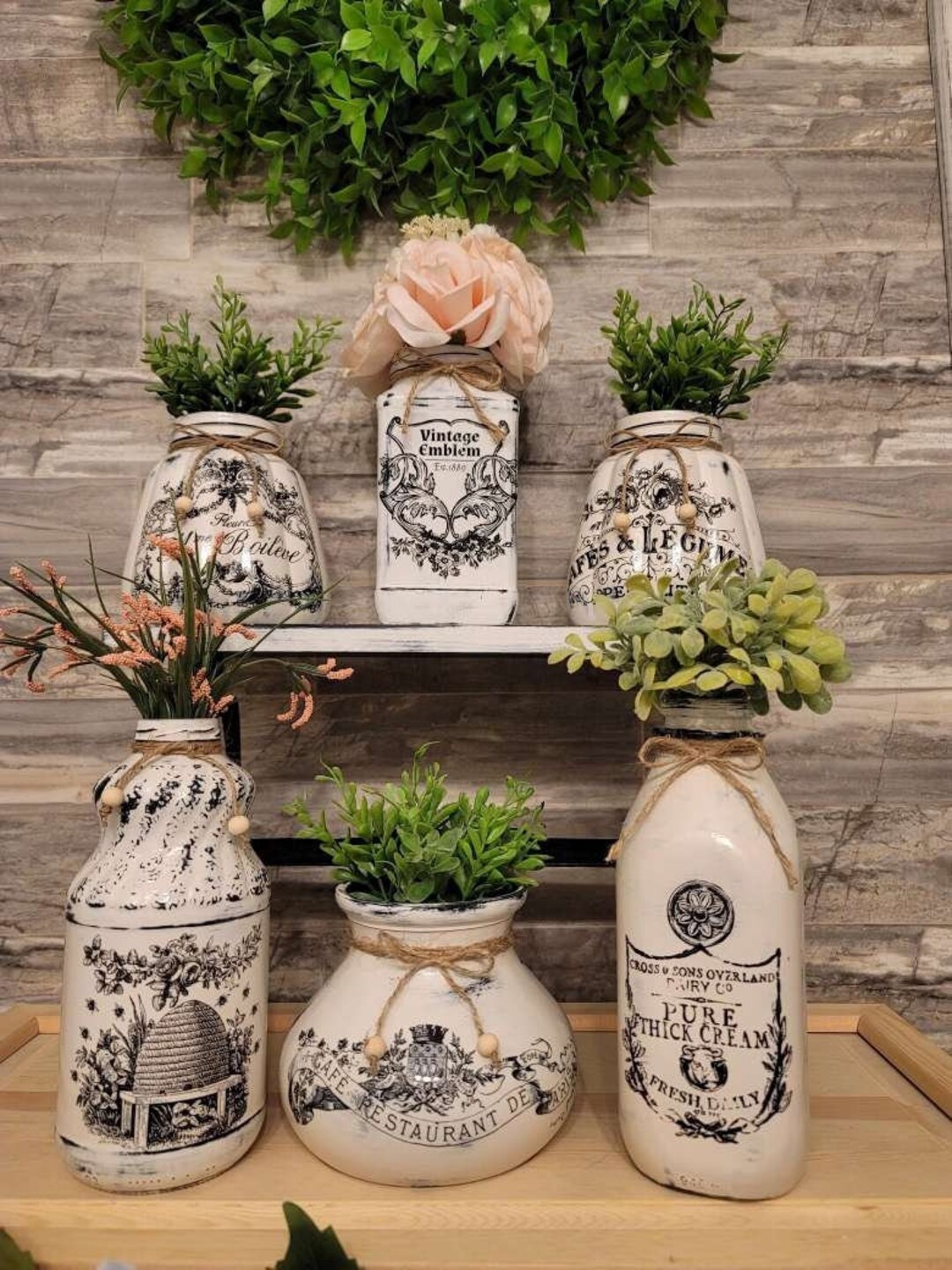 Variety of Decorative Handcrafted Glass Jars/vases With Vintage Label ...