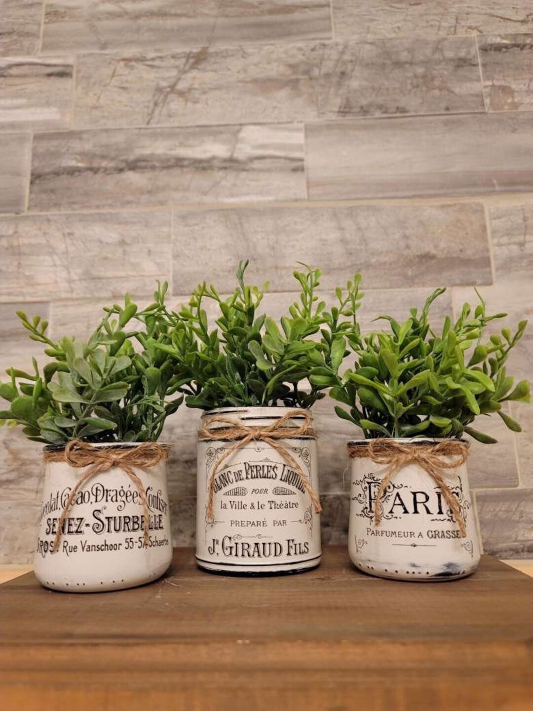 Handcrafted Antique White Mini Jars: Vintage Farmhouse Decor, Set of 3 ...