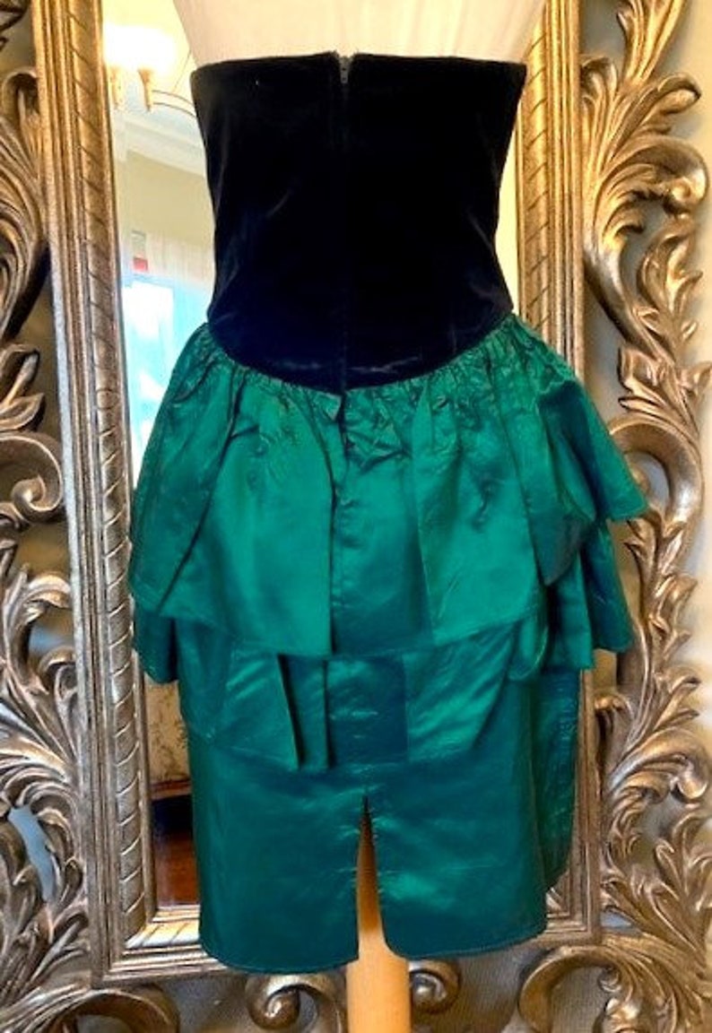 Vintage Velvet Party Dress. S. 1980s Strapless Cocktail Dress With ...