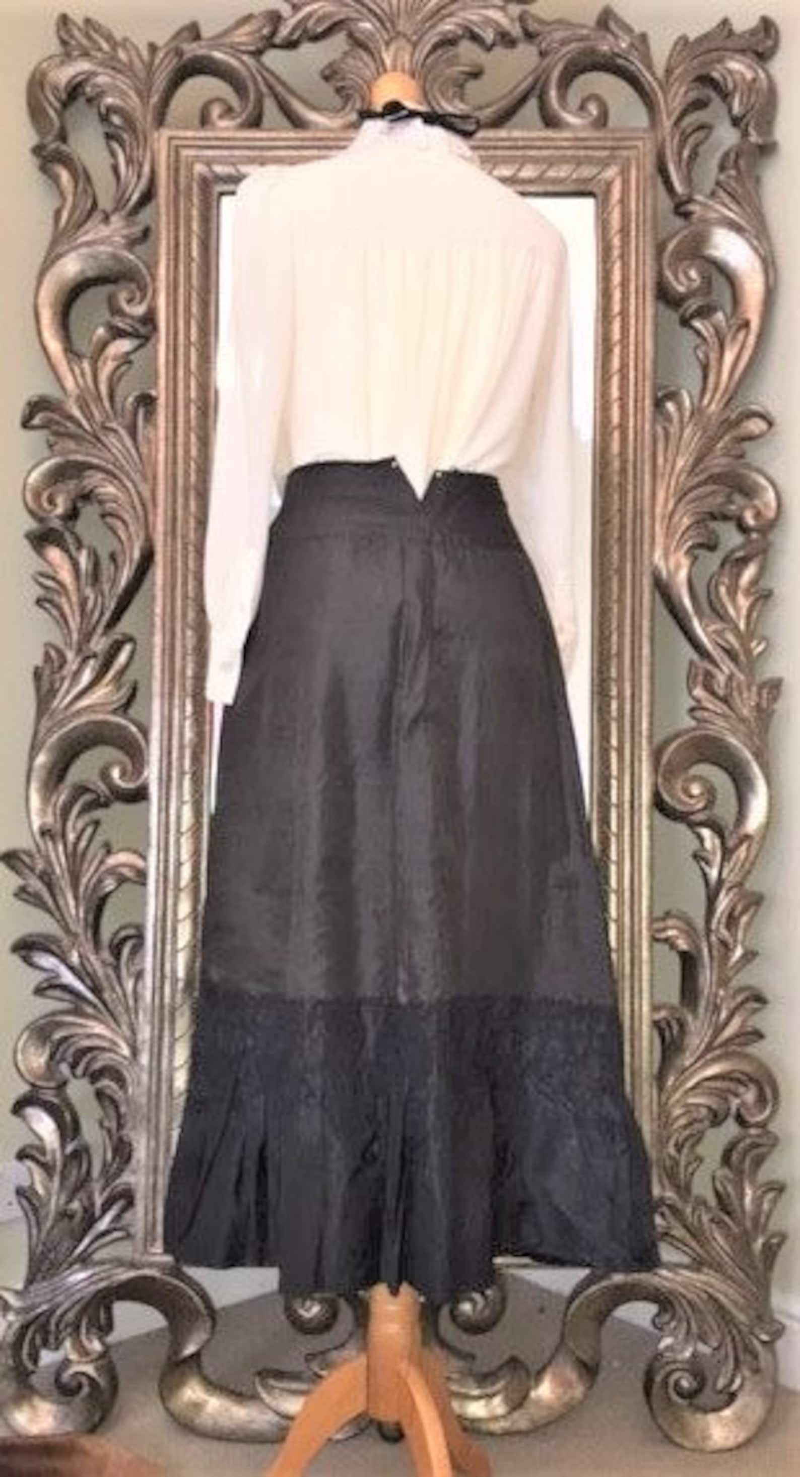 Edwardian/victorian Walking Skirt.black Victorian Full Length Skirt ...