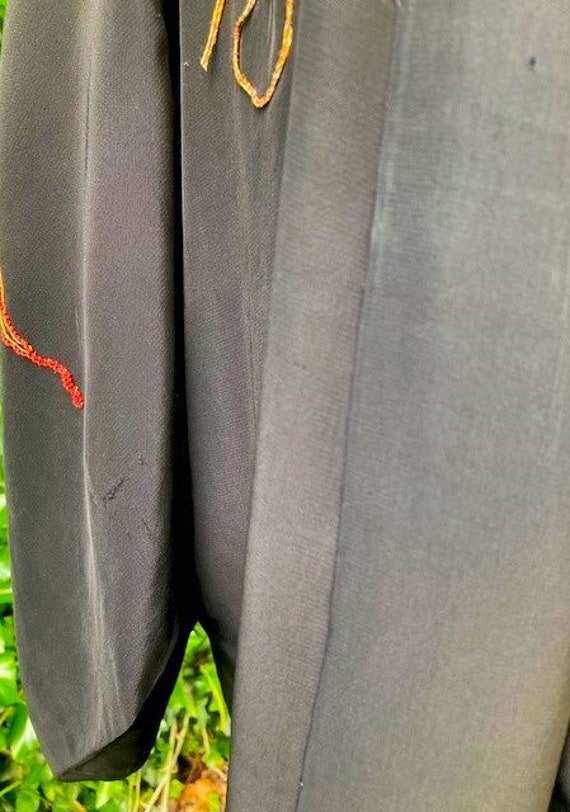 1920s Golden Dragon Kimono. Black Silk Japanese Embro… - Gem