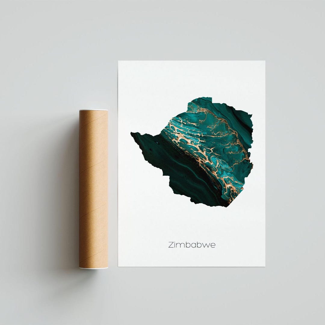 Zimbabwe Map Print Poster Zimbabwe Art Zimbabwe Travel Map Zimbabwe ...
