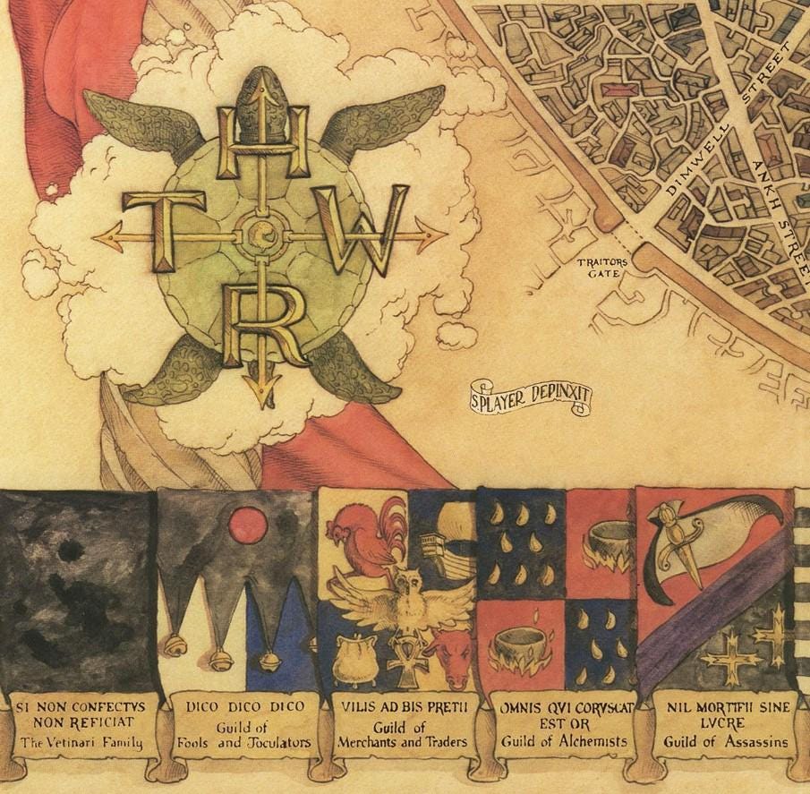Vintage Discworld City Map, Fantasy Cartography Wall Art, Terry ...