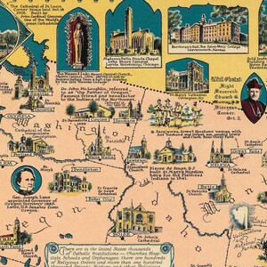 Vintage Catholic America Map Print - Historical Religious US History ...
