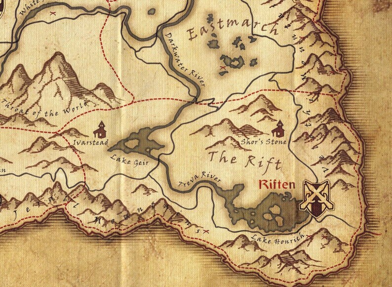 Skyrim map print Skyrim map poster Elder Scrolls Fantasy | Etsy
