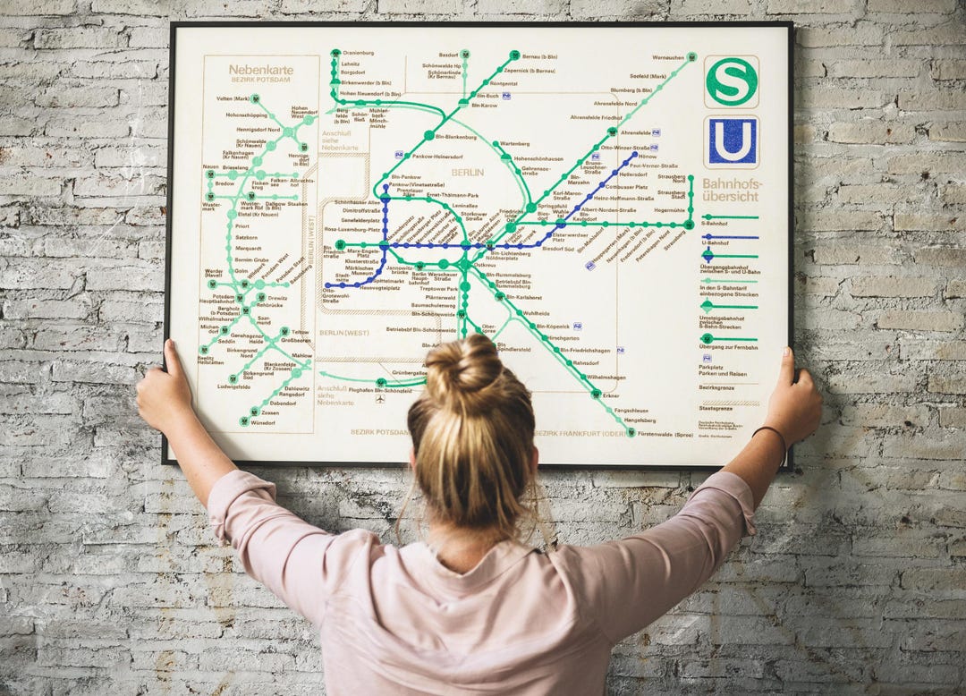 Vintage Berlin Metro Map Poster: DDR Era Transit Art - Etsy