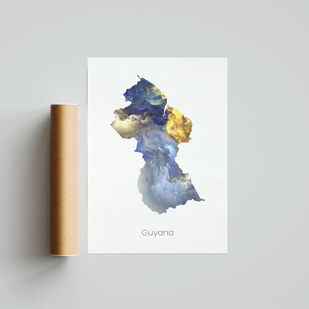 Guyana Print Poster Guyana Art Guyana Travel Map Guyana Print Guyana ...