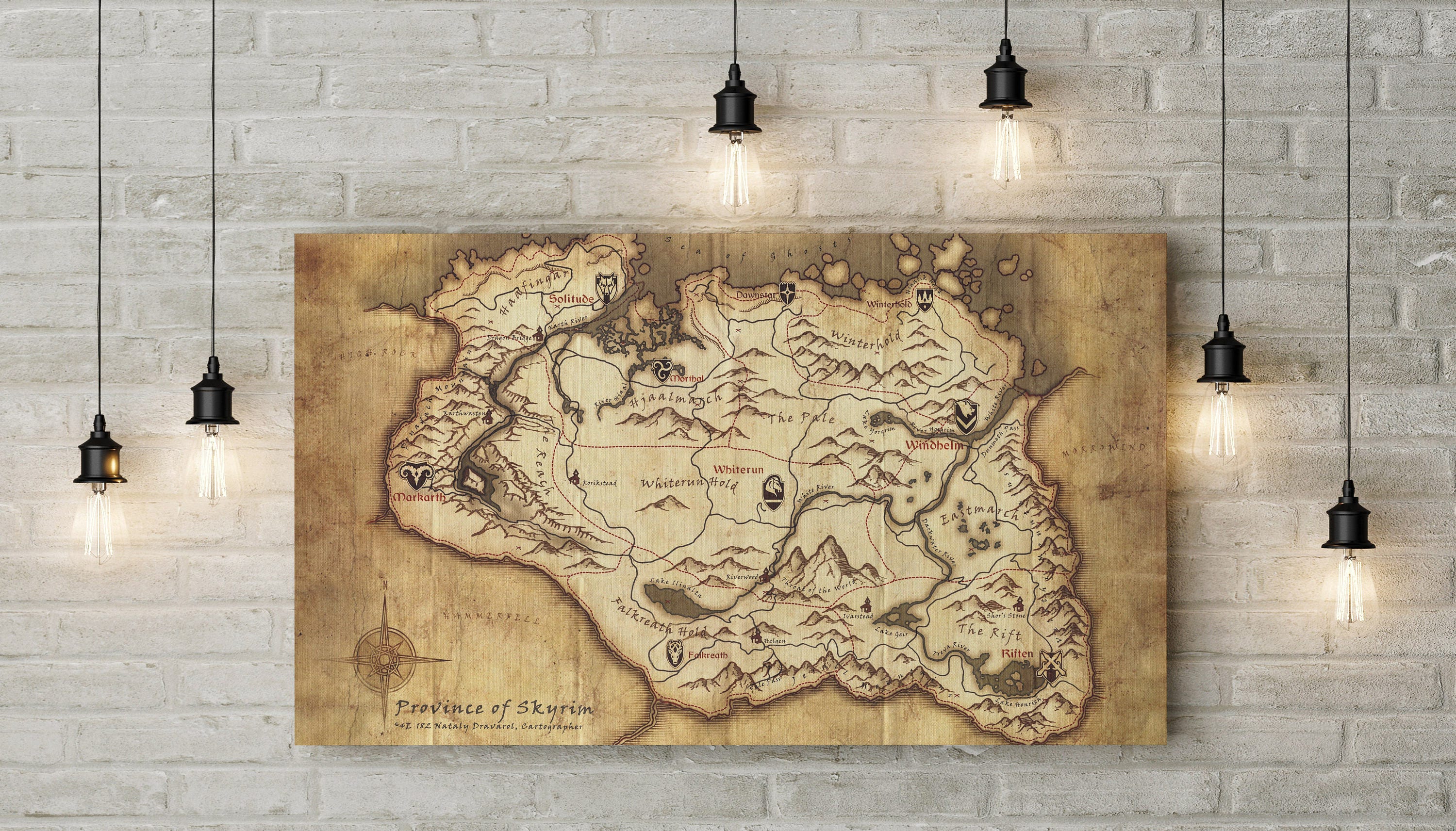 Skyrim map print Skyrim map poster Elder Scrolls Fantasy | Etsy