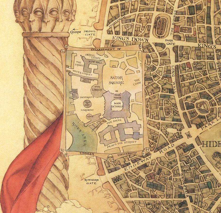 Vintage Discworld City Map, Fantasy Cartography Wall Art, Terry ...