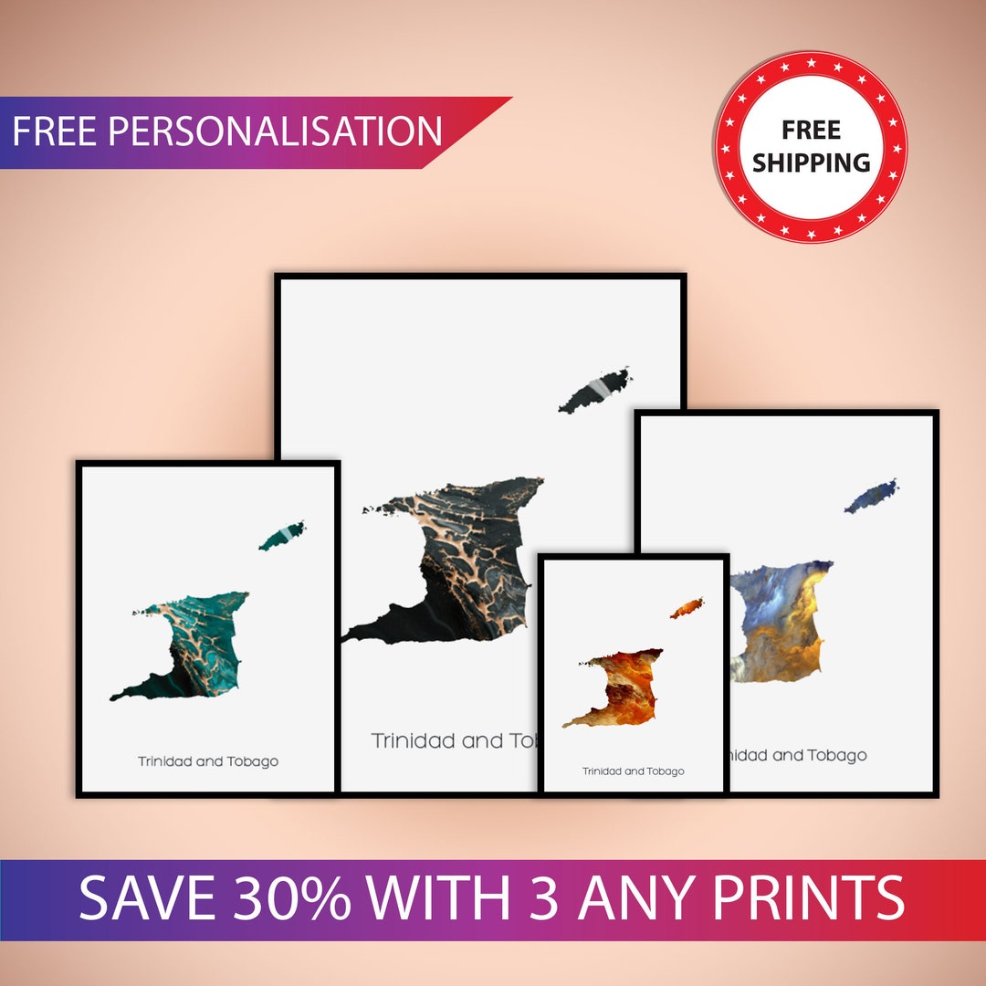 Trinidad Tobago Poster Print Trinidad Tobago Art Travel Map Gift Print ...