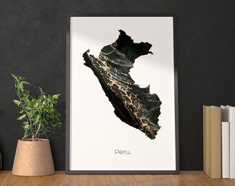Peru Map Poster Art - Etsy