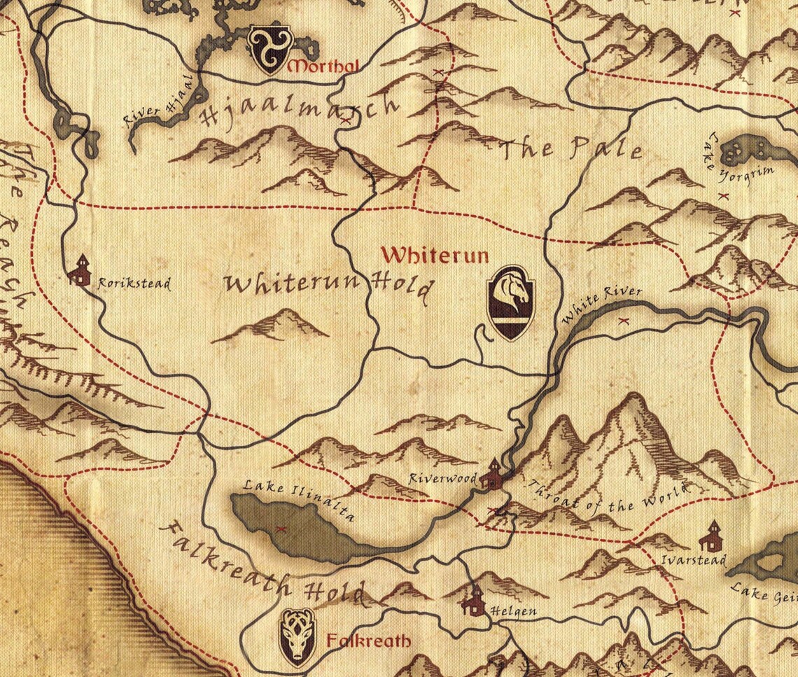 Skyrim map print Skyrim map poster Elder Scrolls Fantasy | Etsy