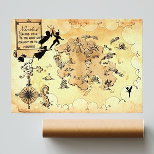 Neverland Fantasy Map Print Poster Christmas Gift Fantasy Maps Nursery ...