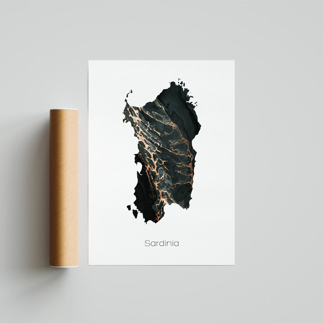 Sardinia Map Art Print: Abstract Travel Poster - Etsy