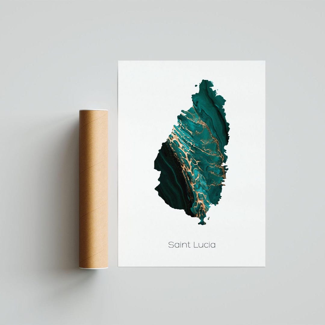 Saint Lucia Map Art Print: Abstract Travel Poster - Etsy