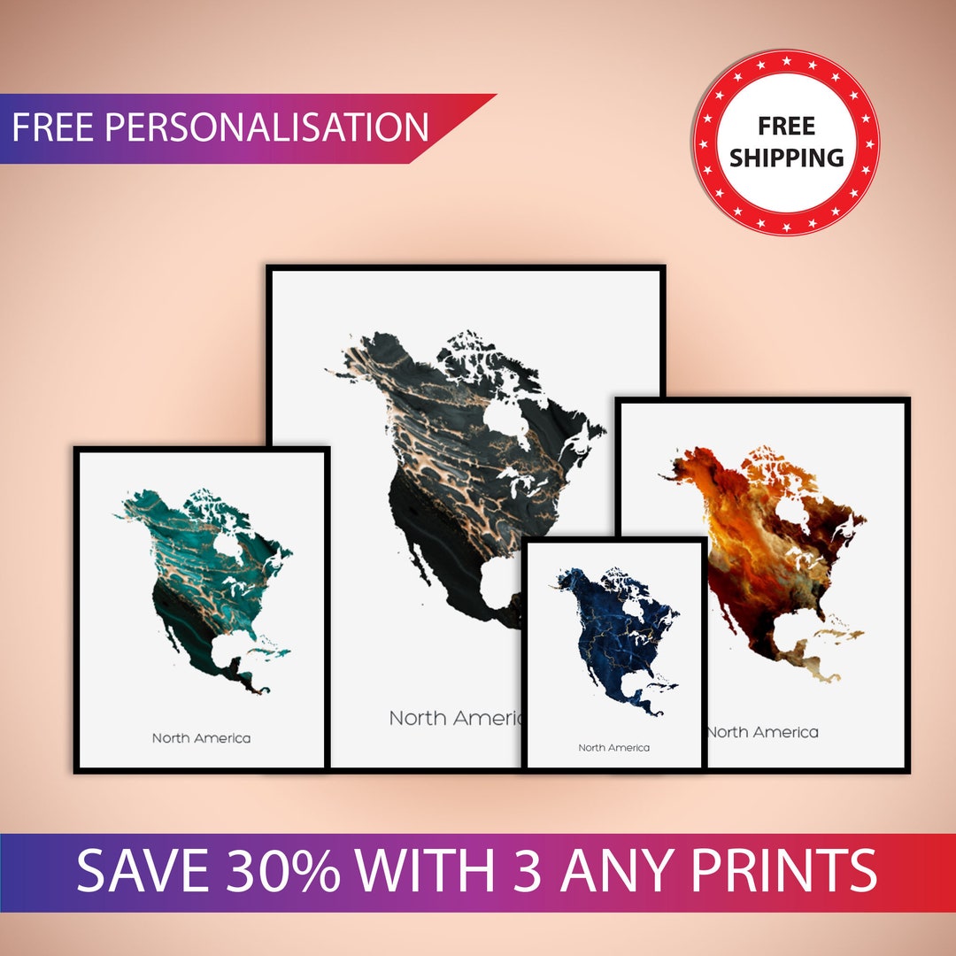 North America Poster North America Art North America Map North America ...