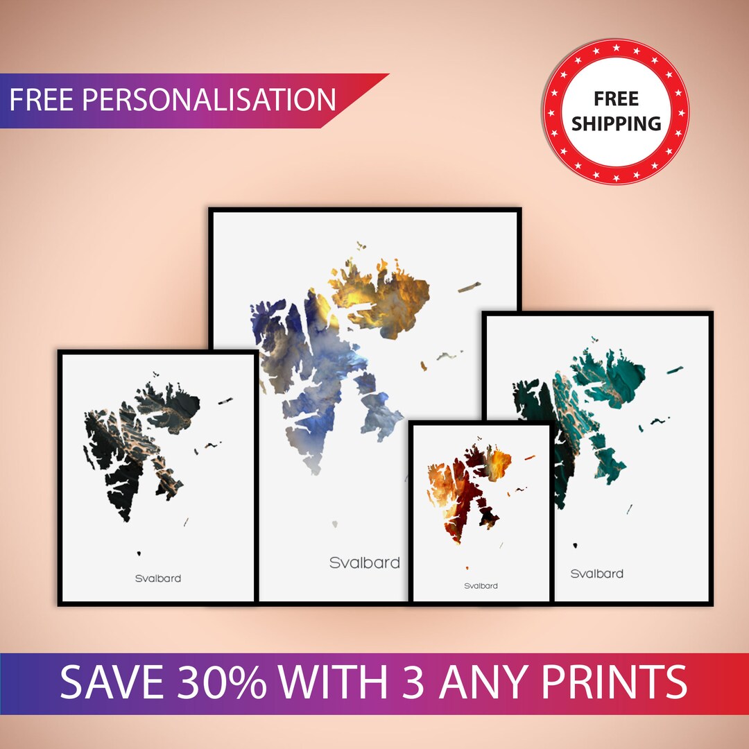 Svalbard Print Poster Svalbard Art Svalbard Travel Map Svalbard Print ...