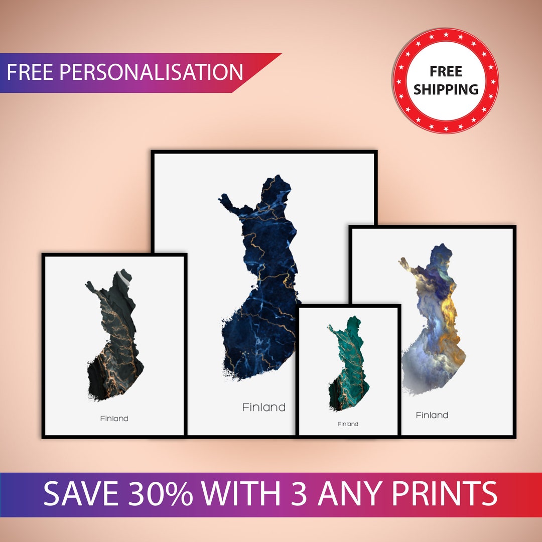 Finland Print Poster Finland Art Finland Travel Map Finland Print ...