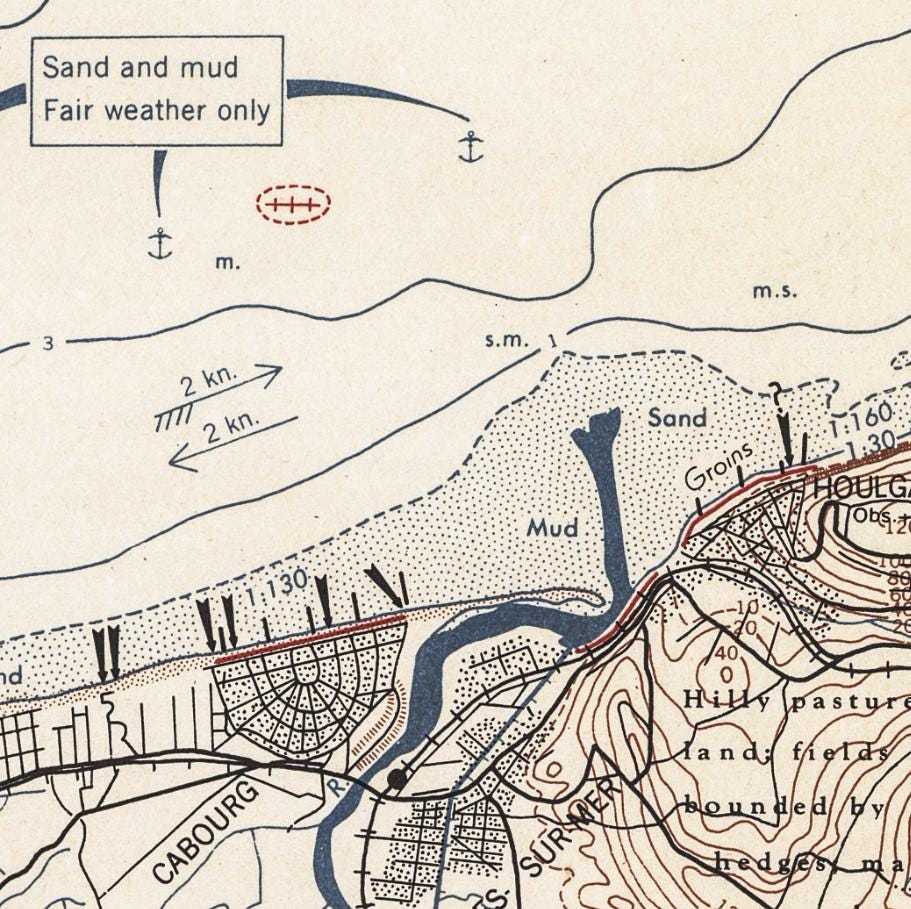 WWII D-day Normandy Invasion Map – Beaches of Vierville to Houlgate ...