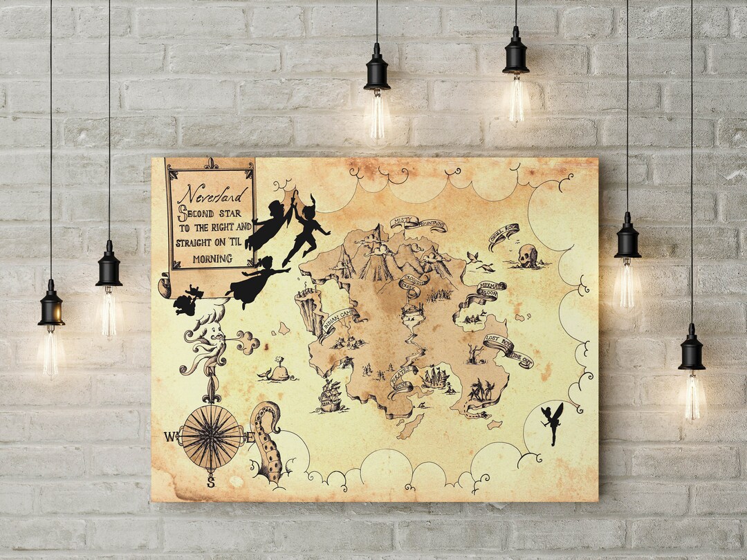 Neverland Map Print Neverland Map Travel Poster Christmas Gift - Etsy