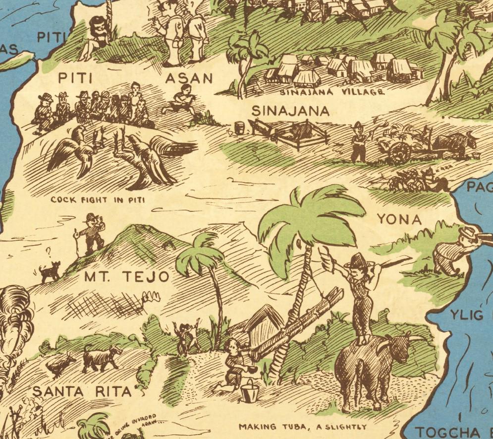 Vintage Guam Map – Illustrated Pictorial Map of the Mariana Islands ...
