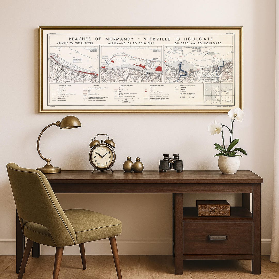 WWII D-day Normandy Invasion Map – Beaches of Vierville to Houlgate ...
