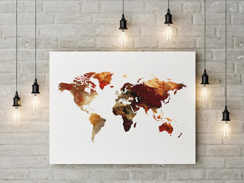 World Map Print Beautiful World Map Travel Poster World Map - Etsy