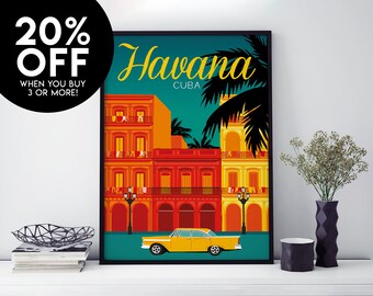Havana Skyline Art Print Cuba Travel Print Havana Cuba | Etsy