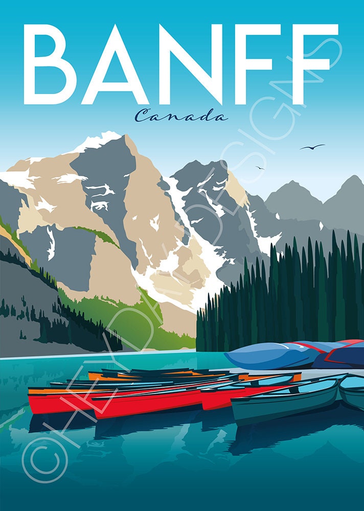 Banff Travel Poster Print Vintage National Park Lake - Etsy UK