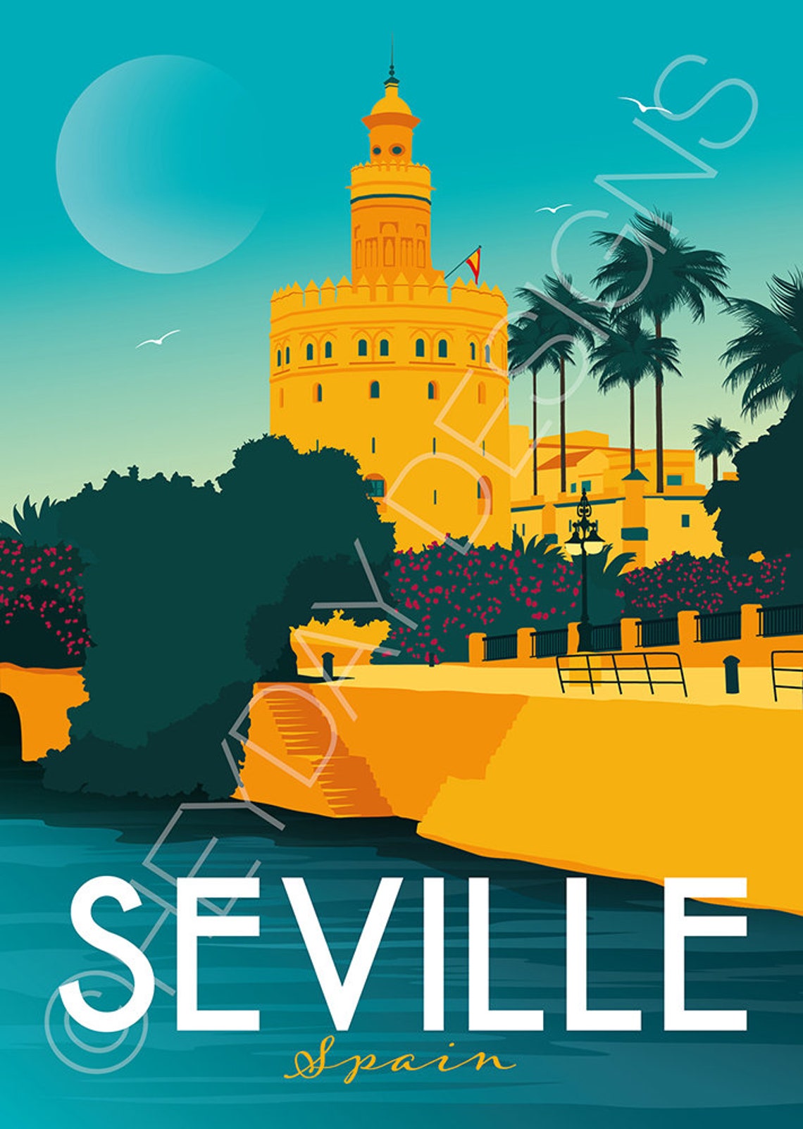 Seville Travel Poster Spain Print Vintage Memento - Etsy UK