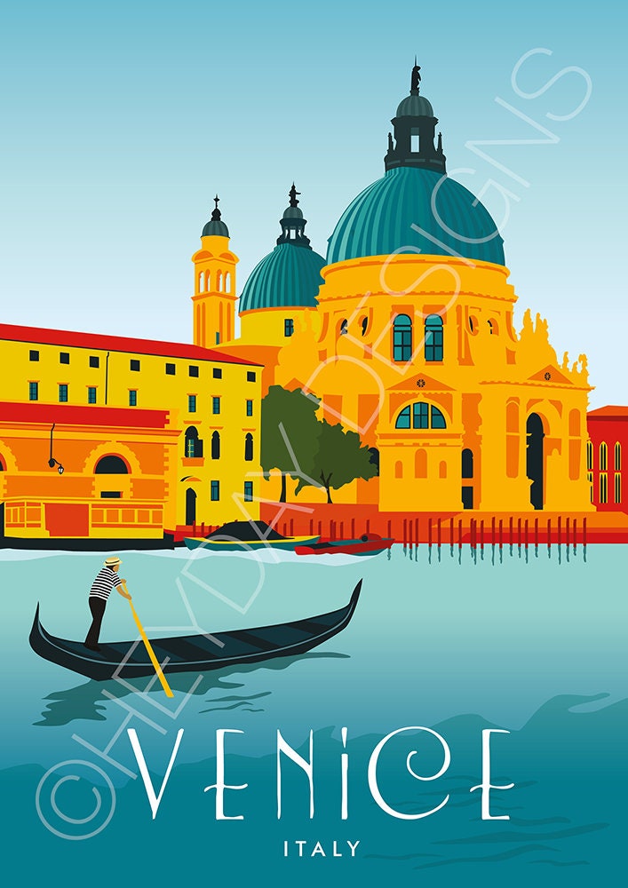 Venice Travel Poster Print Vintage Memento Souvenir Gift | Etsy